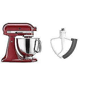 KitchenAid KSM150PSER Artisan Tilt-Head Stand Mixer with Pouring Shield, 5-Quart, Empire Red and KitchenAid KFE5T Flex Edge Beater for Tilt-Head Stand Mixers Bundle
