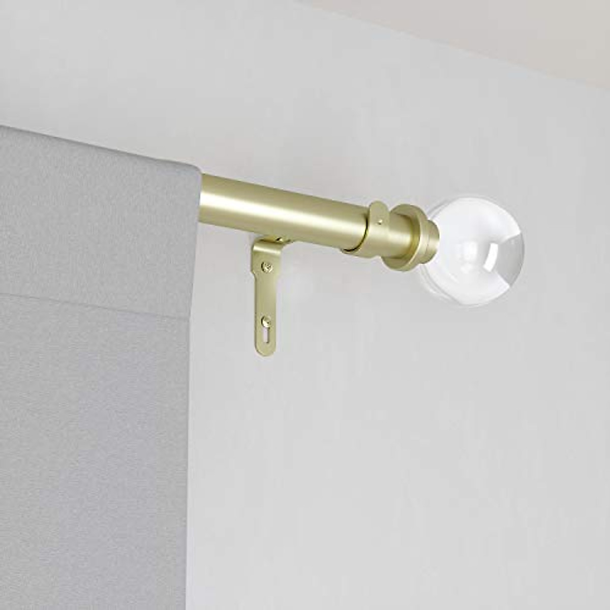 Umbra Leona Modern 1 Curtain Rod, Includes 2 Matching Finials, Brackets & Hardware, 36 to 72-Inch, Brass