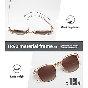 MEETSUN Retro Semi Rimless Polarized Sunglasses for Men Women Classic Trendy Driving Sun Glasses UV Protection Brown Gradient