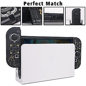 TIKOdirect Dockable Case Compatible with Switch OLED Joy-Con Controllers Newest Updated with 4 Thumb Grip Caps, Anti-Scratch Touch Grip Cover, The Legend of Zelda