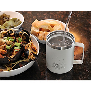 Coreflex 12 oz Insulated Coffee Mug with Handle & Lid, Stainless Steel Double Walled Vacuum Insulated Tumbler Cup, Travel Coffee Cup Thermal Cup - Home, Office, Travel, Outdoor, Camping