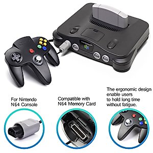 miadore N64 Classic Controller, Retro N64 64-bit Remote Gamepad Joystick for N64 Console Video Game System (Black)
