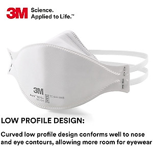 3M Aura Particulate Respirator 9210+, N95, Pack of 240 Disposable Respirators, Convenient Individually Wrapped, Stapled Flat Fold Design, Low Profile Design Reduces Eyewear Fogging, Pack of 12