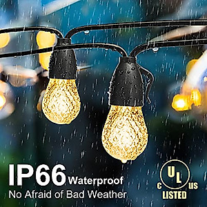 Outdoor String Lights with 25 Multi-Color LED Bulbs, 49ft IP65 Waterproof Shatterproof RGBW Patio Light, Bluetooth App&Remote Control, Hanging Christmas Light for Outside Backyard Garden Party Balcony