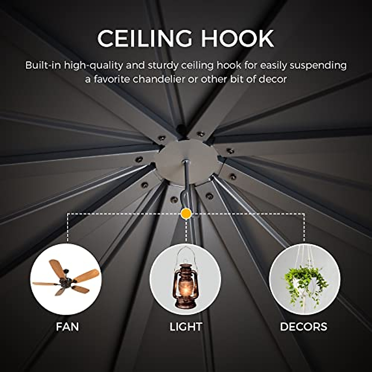 Erinnyees 15' x 15' Gazebo, Hardtop Gazebo Wood-Looking Octagon Gazebo with Galvanized Steel Double Roof, Aluminum Frame, Outdoor Patio Gazebo for Deck, Backyard, Patio, Lawns