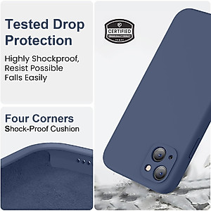 Vooii Compatible with iPhone 14 Case, Upgraded Liquid Silicone with [Full Cover Camera Protection] [Soft Anti-Scratch Microfiber Lining] Protective Phone Case for iPhone 14 6.1 inch - Navy Blue