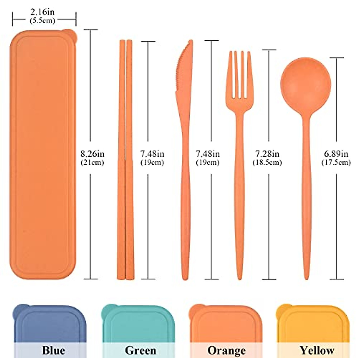 4 Sets Reusable Utensils Set with Case, Travel Utensils with Case, Reusable Utensils for Lunch Box accessories, Portable Chopsticks Knife Fork and Spoon Lunch Utensils Set for Work,Travel or Daily use