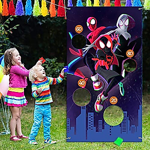 Spider Toss Game Banner with 4 Bean Bags-Fun Spider Indoor Outdoor Throwing Game Party Supplies for Spider Party Decorations Kids Carnival Games