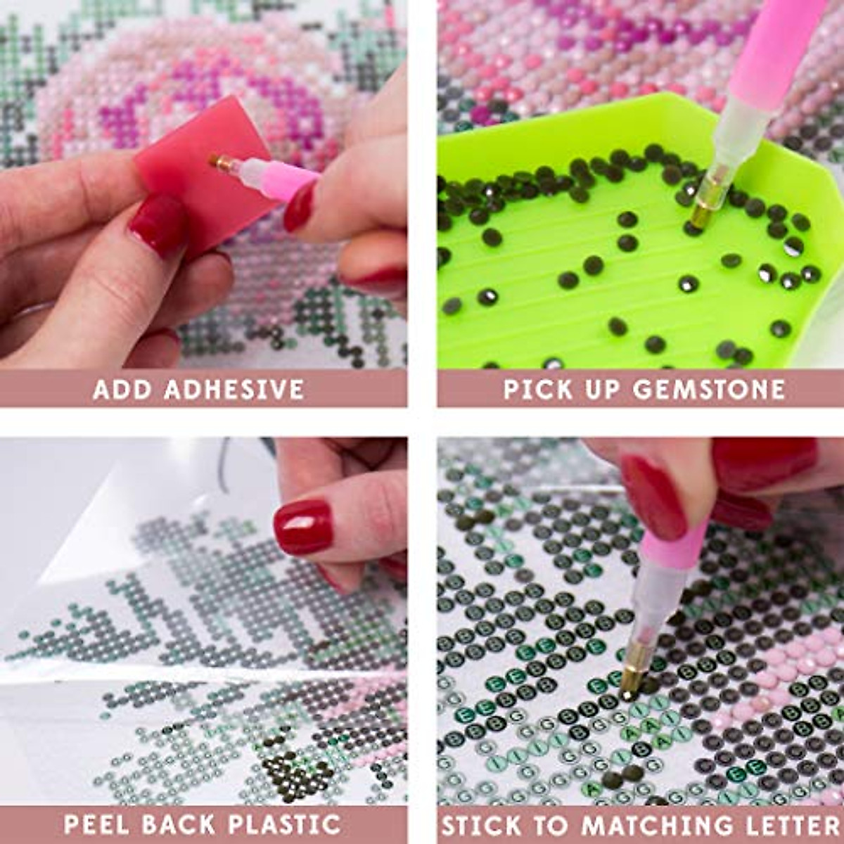 Dazz 3D Gemstone Painting Butterfly & Roses Pack of 2 by Horizon Group USA, Includes 2 8”X10” Diamond Dotz Painting, Rhinestone Sheets for Adults & Children, Gem Tray & Stylus Included.Multicolored