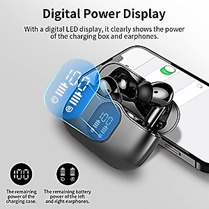 Btootos Wireless Earbud Bluetooth Headphones with 4 Mic,40H Playtime LED Power Display Bluetooth 5.3 True Wireless Earbud,Deep Bass Mini Wireless Headphones in Ear Buds Wireless Earphones Sport Black