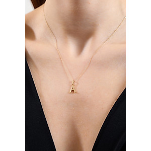 Wish Carat 100% 14k Real Gold Necklace for Women | Dainty Charm Alphabet Name Letter Initial Necklaces for Women | Custom Pendant Jewelry for Her | Birthday Gifts for Women | 18''