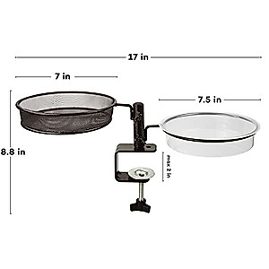 Deck Bird Feeders Deck Mount Bird Bath Spa for Dual Use Deck Flower Stand Flower Pot Great for Attracting Birds Detachable and Adjustable Heavy Duty Sturdy Steel,Bronze