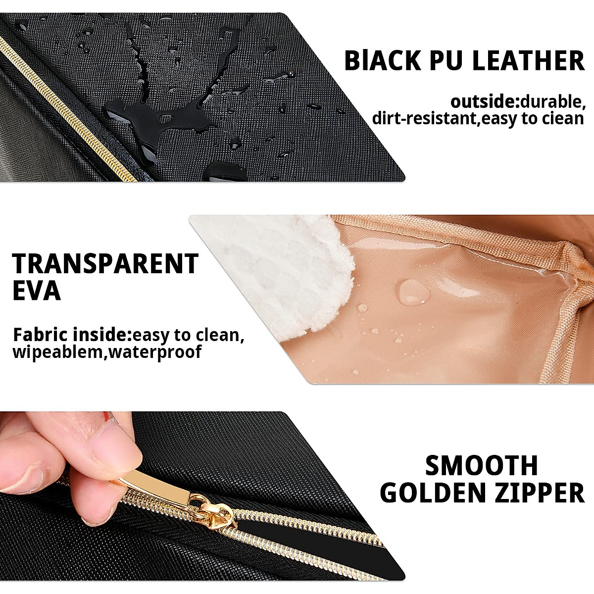 Clear Makeup Bags,TSA Approved Toiletry Bag with Zipper, Clear Makeup Organizer Fit Carry-on Travel Essentials,Make Up Bag for Car,First Aid Kits for Girl,Small Cosmetic Bag for Purse (Jet Black)