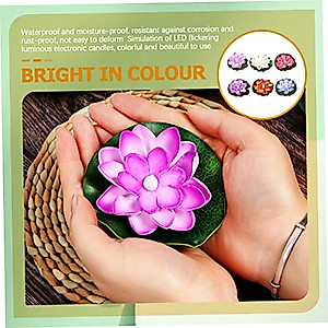 OSALADI 6pcs Ornaments Light Temple Lily Flowers Lights Wishing Ornament Pad for Electronic Lamp Candle Decorations Aquarium Flower Garden Pool Decor Flameless Fish Decoration Floating