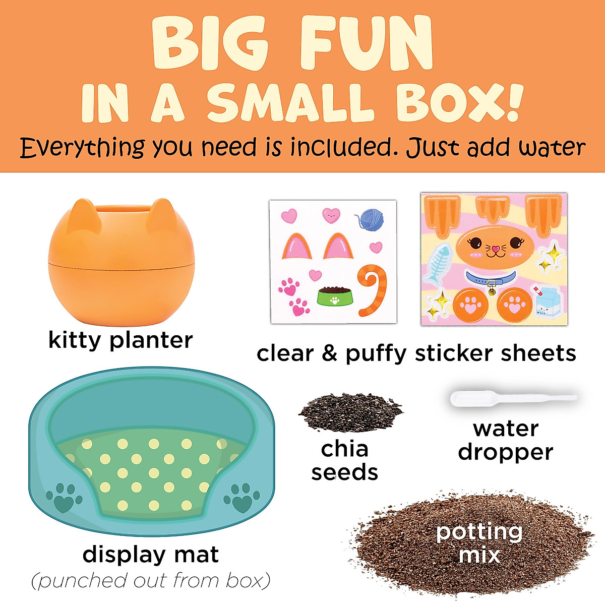 Creativity for Kids Plant-A-Pet: Kitty - Arts and Crafts for Ages 6-8+, Gifts for Girls and Stocking Stuffers, Boy and Girl Toys, Chia Seed Plant Pet