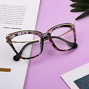FEISEDY Women Oversized Square Blue Light Blocking Glasses Anti Eyestrain Cat Eye Fashion Eyewear B2956