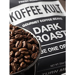 Koffee Kult Dark Roast Whole Bean Coffee - Small Batch Gourmet Aromatic Artisan Blend 100% Arabica Coffee Beans Organically Sourced (Dark Roast, 32oz)