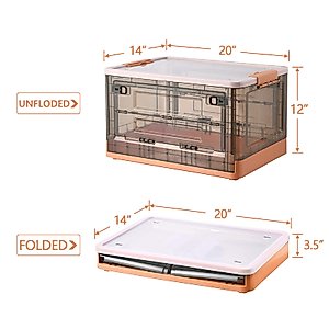 Lucky Monet 2 Pack 55 Qt Storage Bins with Lids & Wheels - Dual Open Foldable Storage Box Large Stackable Storage Bins Collapsible Storage Boxes Containers for Closet Home Kitchen Car Trunk (Blue)