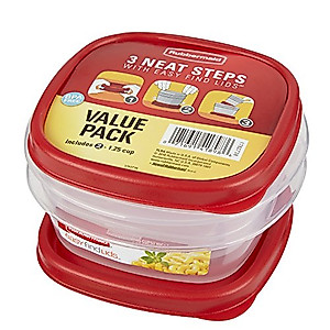 Rubbermaid Easy Find Lids Food Storage Containers, 1.25 Cup, Racer Red, 4-Piece Set