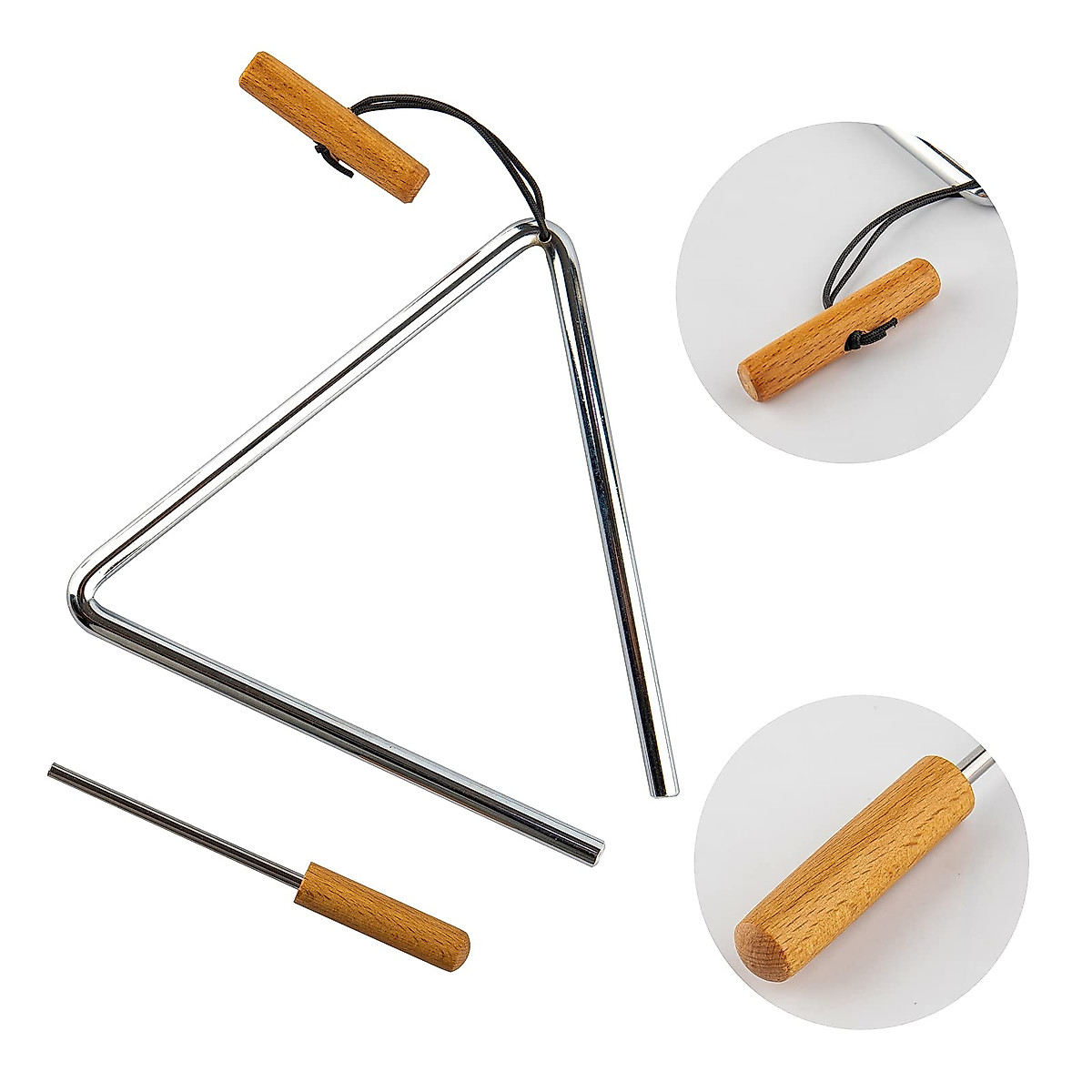 Musfunny Triangle Hand Percussion with Striker, Rhythm Steel Triangles Musical Instrument (8 inch)