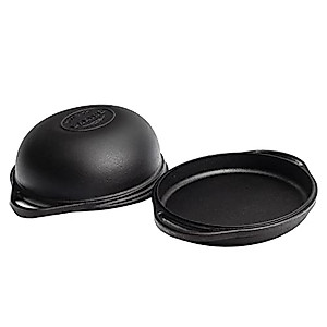 Deli&Co. Baking Pre-Seasoned Cast Iron Bread Pan Multicooker | Bake sourdough bread, grill steaks and cook stews | Seasoned with canola oil with a smooth surface finish