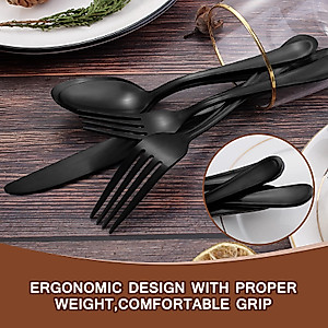 Matte Black Silverware Set,BEGEEL 20 Piece Stainless Steel Flatware Set,Satin Finish Tableware Utensil Set,Service for 4,Upgraded Cutlery Set for Kitchen and Home,Dishwasher Safe