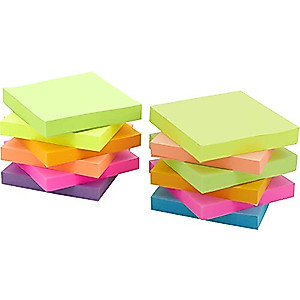 4A Sticky Pop-up Notes,3 x 3 Inches,Neon Assorted,Self-Stick Notes,100 Sheets/Pad,12 Pads/Pack,4A 303x12-N-Z