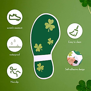 60 Pieces St. Patrick's Day Leprechaun Footprints Floor Stickers Removable Shamrock Foot Stickers Decorations Floor Decals Stickers for Window Walls Shamrock Party Favors Supplies Decoration