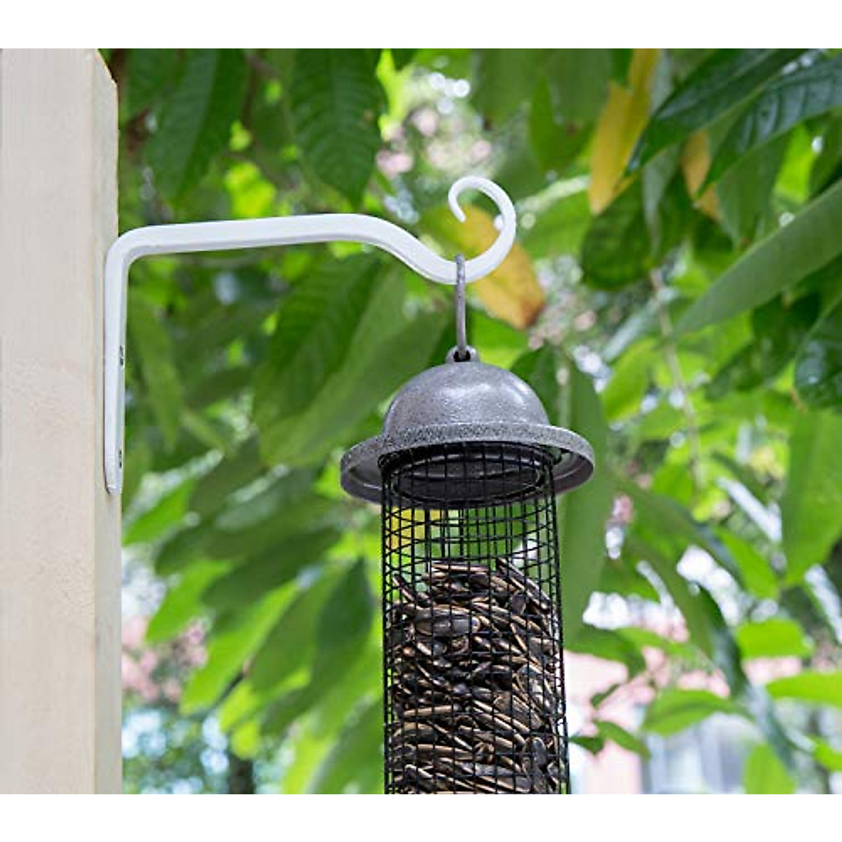 Mkono Hanging Plant Bracket 6 inch Metal Wall Plant Hook Decorative Plant Hanger for Bird Feeders, Planters, Lanterns, Wind Chimes, Home Decor Indoor Outdoor 2 Pack, White