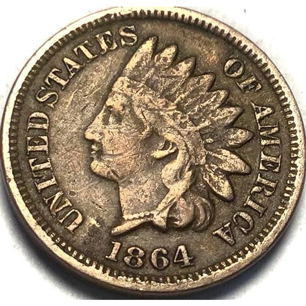 1864 P Indian Head Cent Copper Nickel Penny Seller Fine