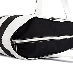 DALIX Striped Beach Bag Tote Bags Satchel Personalized Black Ballent Letter K