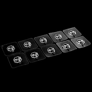 Soaying 10 Packs Reusable Adhesive Hooks,Transparent Heavy Duty Wall Hooks with, Waterproof and Oilproof for Bathroom, Bedroom, Kitchen, Refrigerator Door, Wall and Ceiling