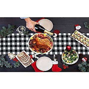 Senneny Christmas Table Runner Burlap & Cotton Black White Plaid Reversible Buffalo Check Table Runner for Christmas Holiday Birthday Party Table Home Decoration, 14 x 72 Inch
