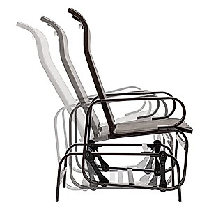 AbocoFur Outdoor Fabric Glider Chair with Sturdy Steel Frame, Field Patio Sling Rocker Chair, Comfortable Rocking Lounge Chair for Garden, Backyard, Porch, Grey