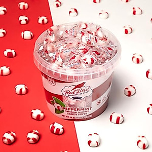 Red Bird Soft Peppermint Candy Puffs, 18 oz Bucket of Mints Individually Wrapped, Non-GMO Verified, Kosher