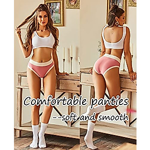 Knowyou High Waisted Underwear for Women Breathable Cute High Cut Panties for Ladies Women's Comfortable Full Coverage Brief