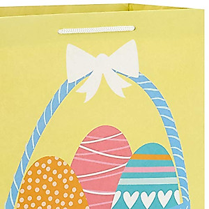 Hallmark 11" Large Easter Gift Bags (3-Pack: Easter Basket, Bunny, "Happy Easter" Stripes) in Yellow, Blue, Green