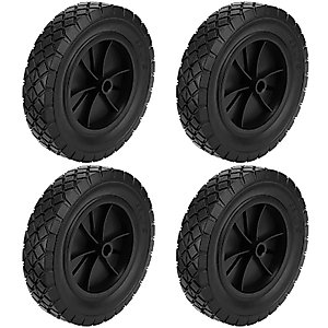 KEILEOHO 4 PCS 8 x 1.75 Inch Replacement Hand Truck Wheels, Heavy-Duty Solid Rubber Wheel with 1/2 Inch Axle Bore Universal Hand Truck Wheel Replacement Tires for Lawn Mowers, Dollies, Black