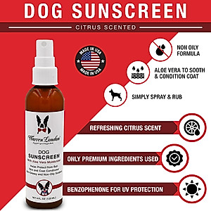 Warren London Dog Sunscreen Spray Protection with Aloe Vera I Dog Skin Soother I Puppy Sunblock I Made in USA- 4oz
