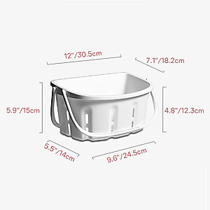 LAIGOO Hanging Shower Caddy Basket with Handle, Plastic Organizer Storage Basket for College Dorm, Bathroom, Cleaning Supplies, White