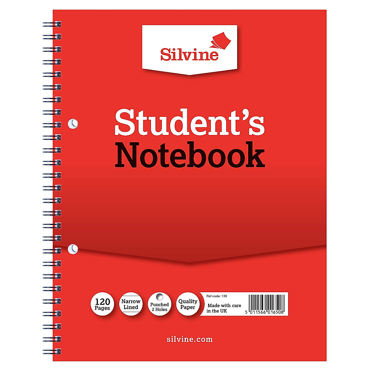 Silvine 9x7" Twin Wire Student's Notebook. 120 Pages Ruled 6mm Feint