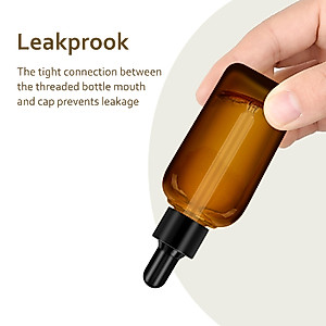 4Pack Dropper Bottles with Dropper 1.7 oz Glass Tincture Bottles with 1 Funnel & 4 Labels 50ml Thick Amber Leakproof Essential Oils Bottles Eye Dropper Bottles for Storage and Travel