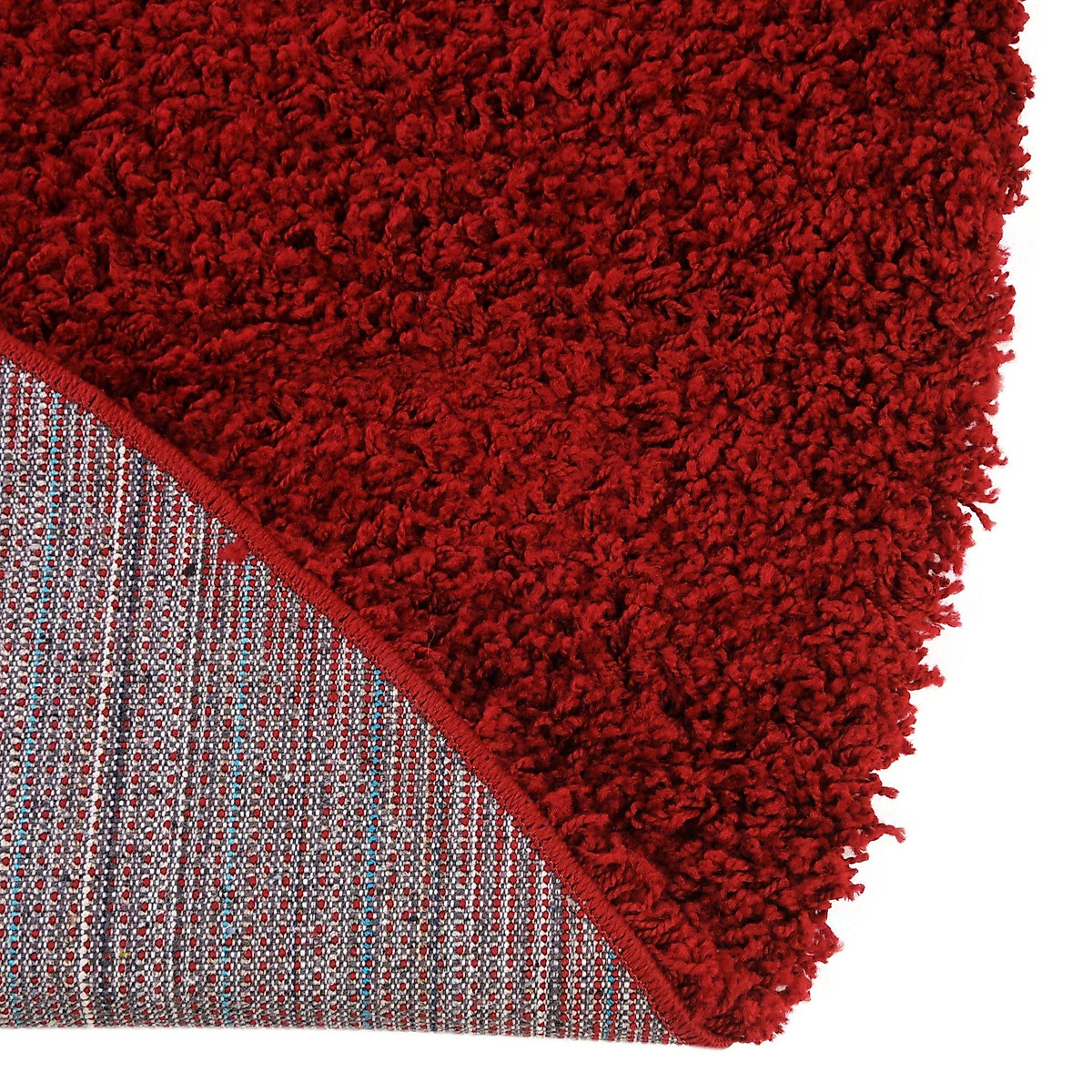 Rugs.com - Über Cozy Solid Shag Collection Rug – 3' x 5' Oval Cherry Red Shag Rug Perfect for Living Rooms, Large Dining Rooms, Open Floorplans