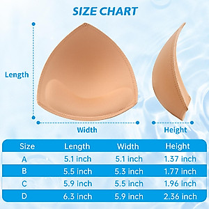 KSang Waterproof Bathing-Suit Padding Inserts - Swimsuit Padding Inserts Push up for Women | 2 Pairs Sewn-Edge Bikini Inserts for D Cup