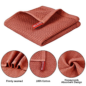 Nialnant 100% Cotton Dish Rags, 6 Pack Waffle Weave Kitchen Towels,Quick Drying Dish Cloths for Washing Dishes 12x12 Inches,Multi Color