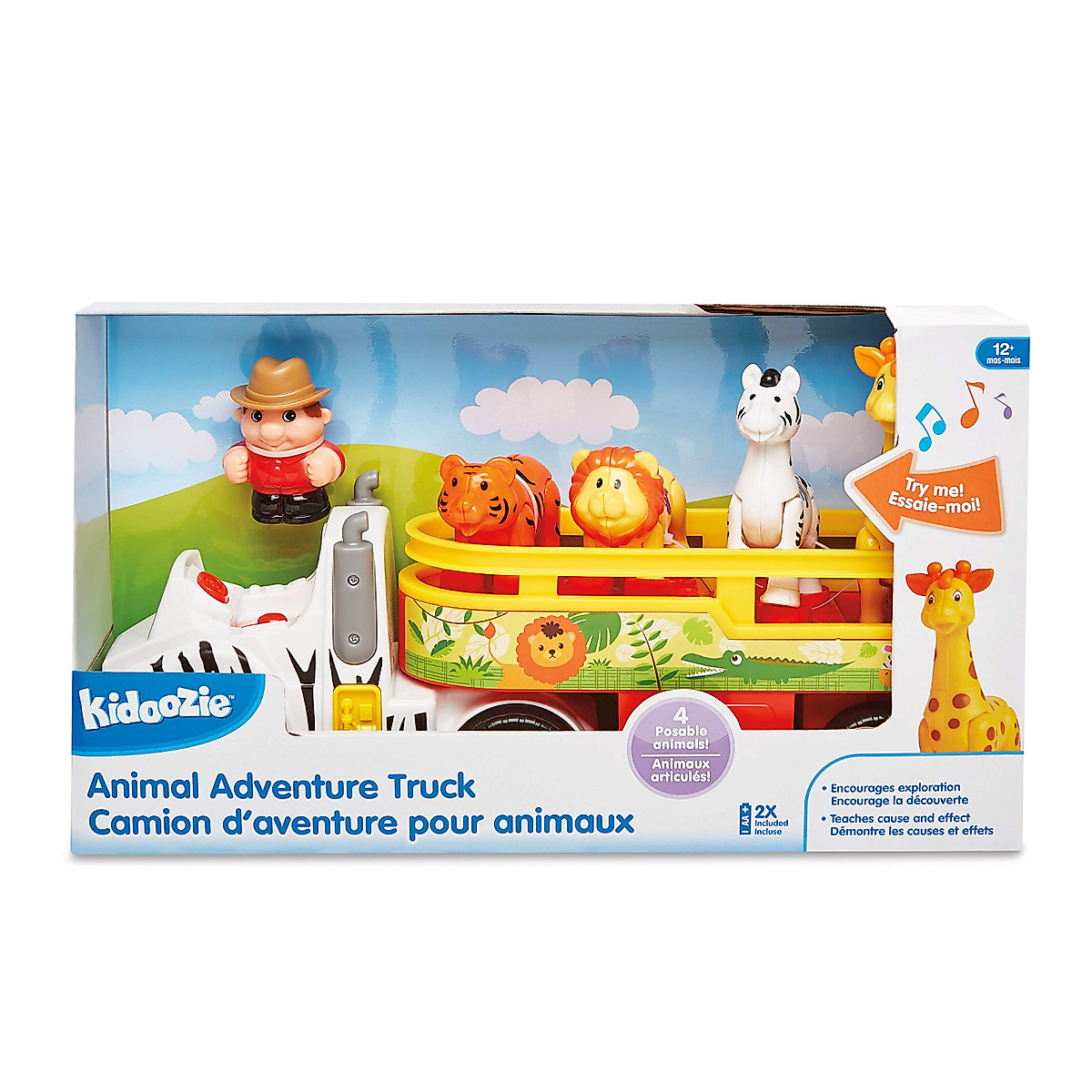 Kidoozie Animal Adventure Truck, Makes Animal Sounds, Includes 4 Poseable Animals, Promotes Language Skills, for Children 12 Months and up