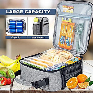 MOLYKA Lunch Bag - Insulated Lunch Box Durable Reusable Lunch Bag Adult Tote Bag for Men, Adults, Women (Gray)