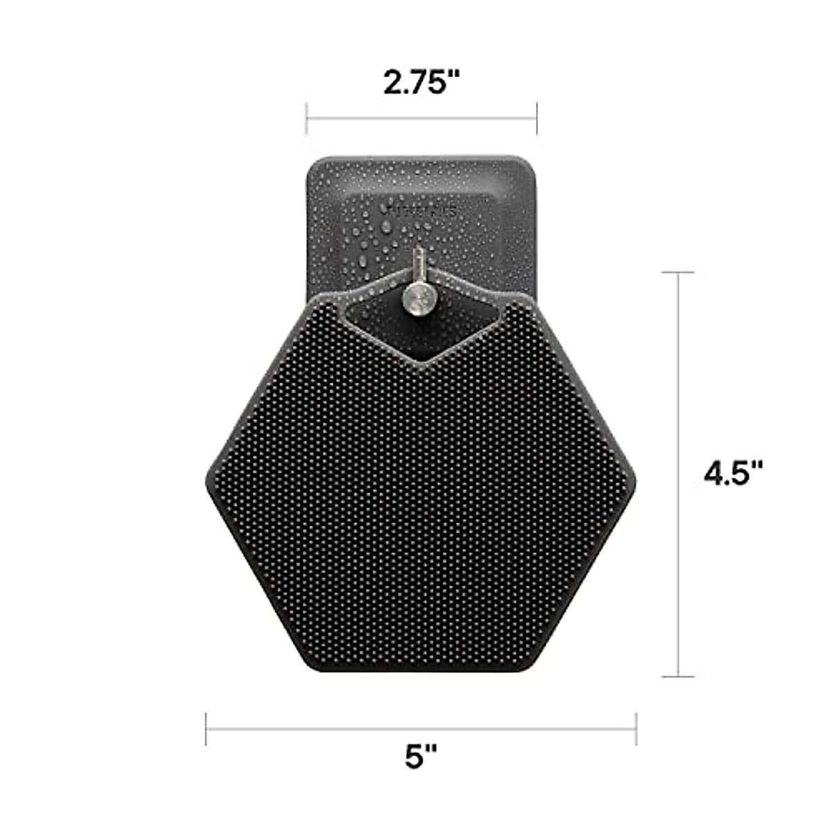 Tooletries - Body Scrubber & Storage Hook - Silicone Toiletry Organizer, Shower & Bathroom Accessory - Features Silicone-Grip Technology, Removable & Reusable - Charcoal