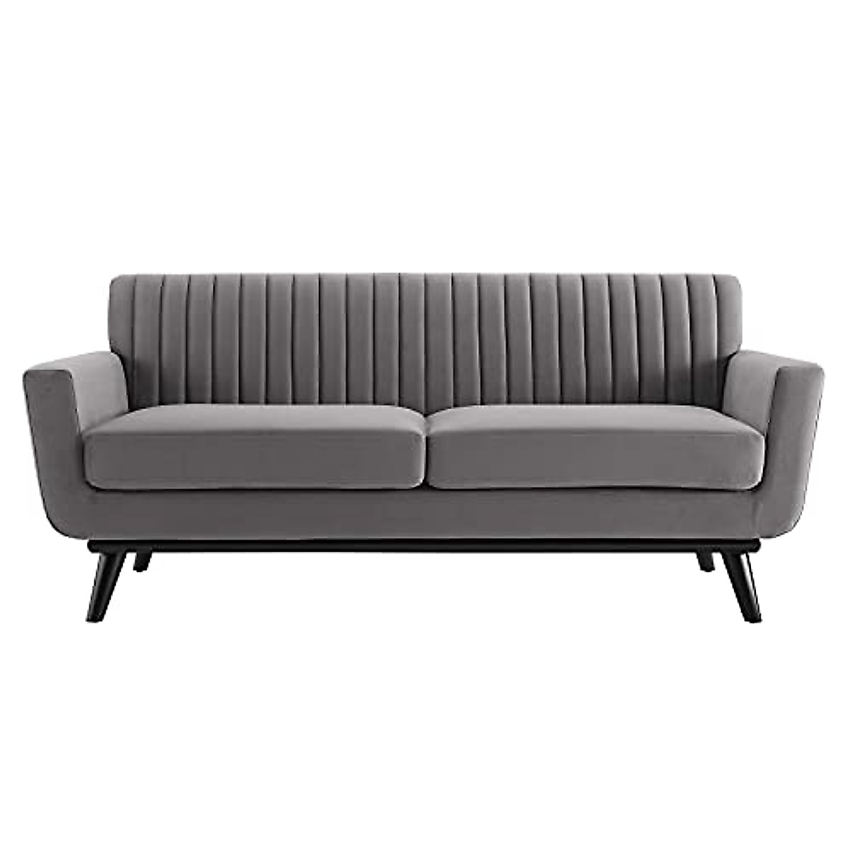 Modway Engage Channel Tufted Performance Velvet Loveseat in Gray