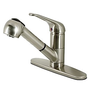 Kingston Brass KS888SN Single-Handle Pull-Out Kitchen Faucet, Brushed Nickel